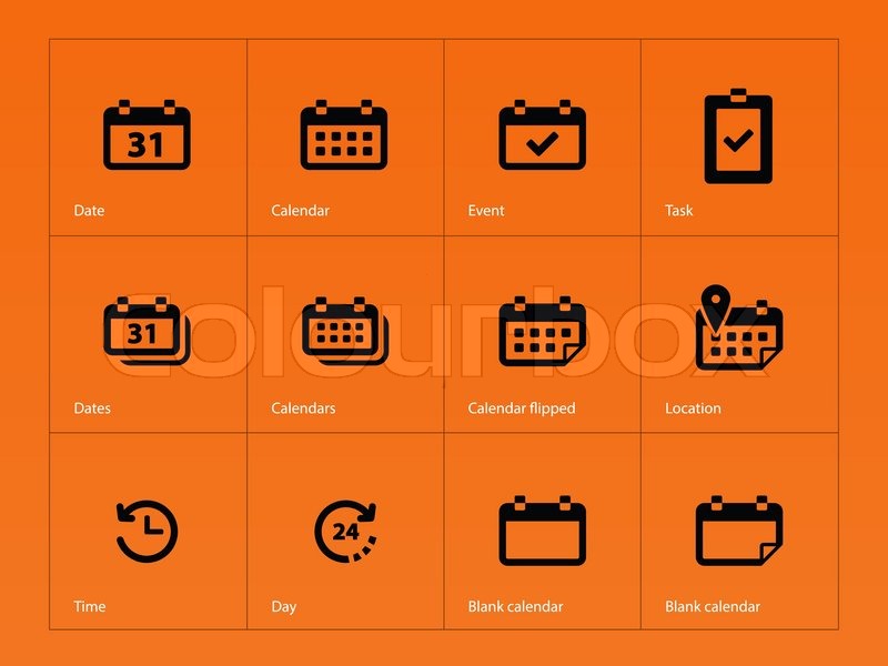 Calendar icons on orange background. ... | Stock vector | Colourbox