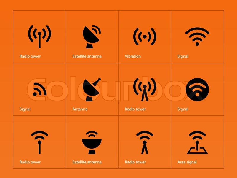 Radio Tower icons on orange ... | Stock vector | Colourbox