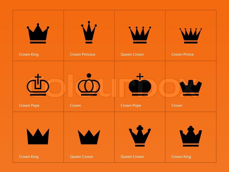Crown icons on orange background. ... | Stock vector | Colourbox