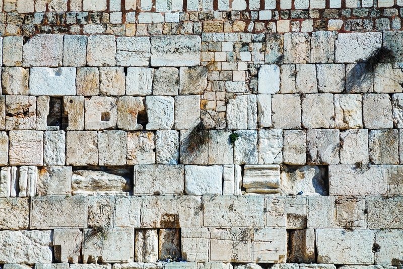 Rocks of the Wailing wall close up in ... | Stock image | Colourbox