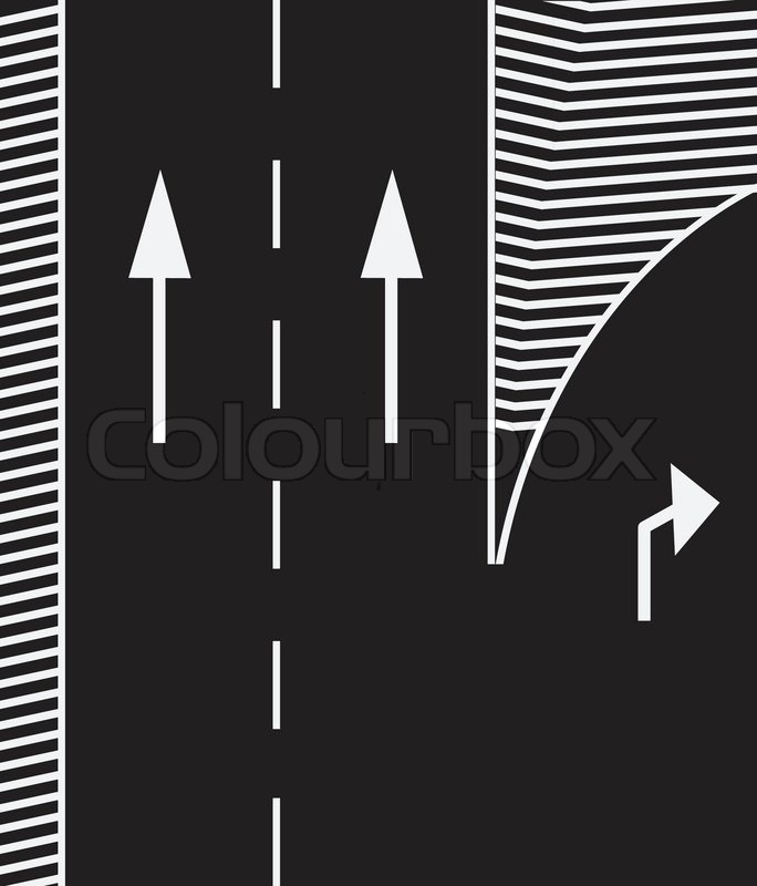 Road markings to branch off the main ... | Stock vector | Colourbox
