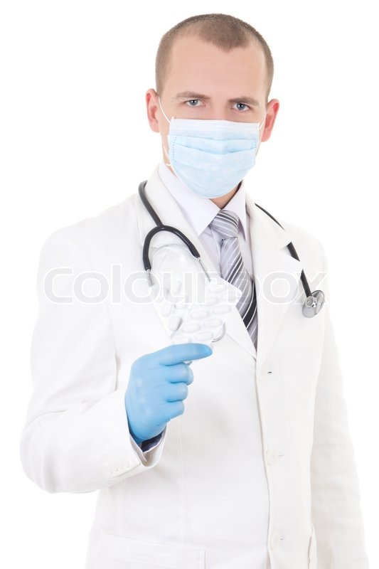 Portrait of young doctor in mask with ... | Stock image | Colourbox
