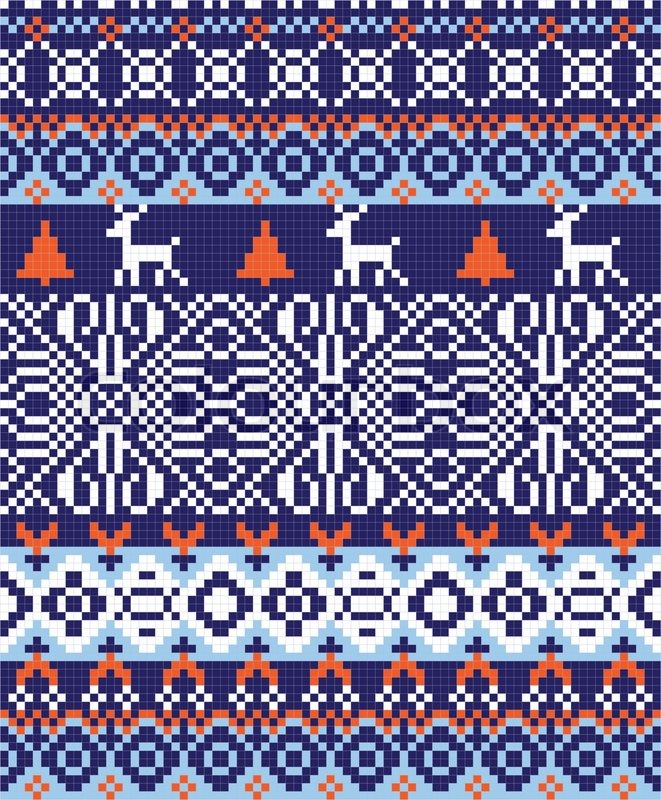 Traditional nordic pattern at blue, ... | Stock vector | Colourbox