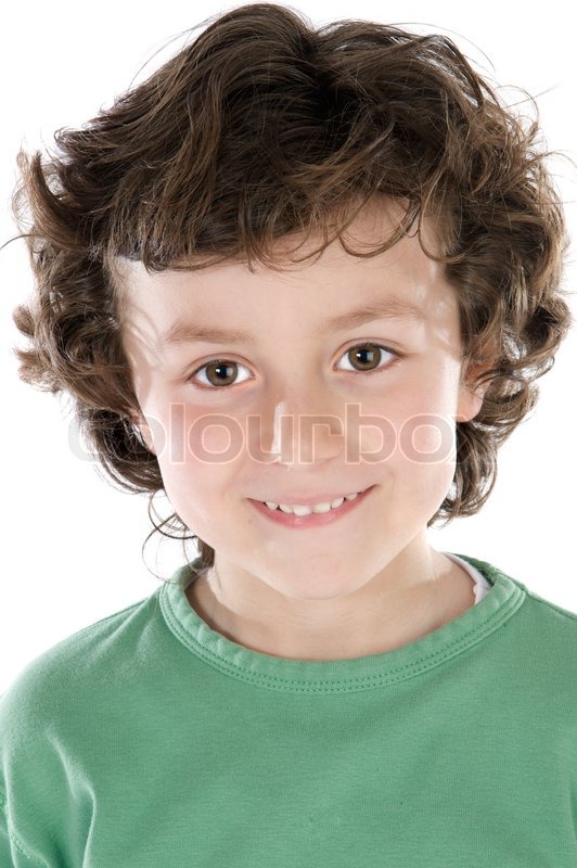 Small handsome boy a over white ... | Stock image | Colourbox