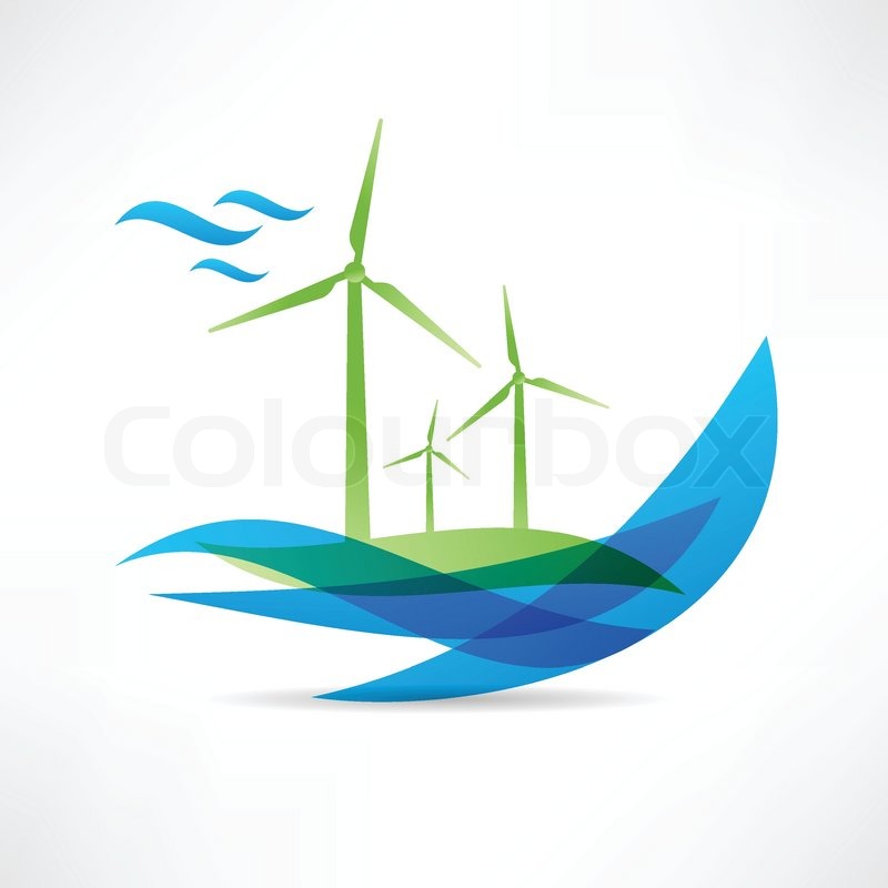 Green windmill near the water icon | Stock vector | Colourbox