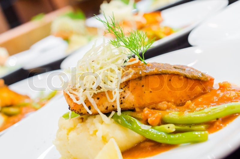 Fish steak with sauce | Stock image | Colourbox