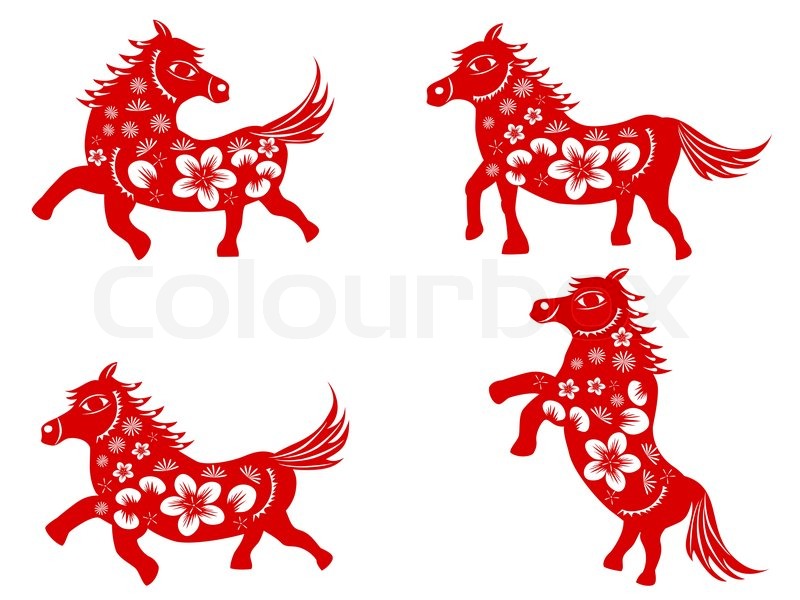 Isolated red Chinese horse paper cut ... | Stock vector | Colourbox
