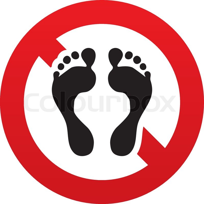 Human footprint sign icon. No Barefoot ... | Stock vector | Colourbox