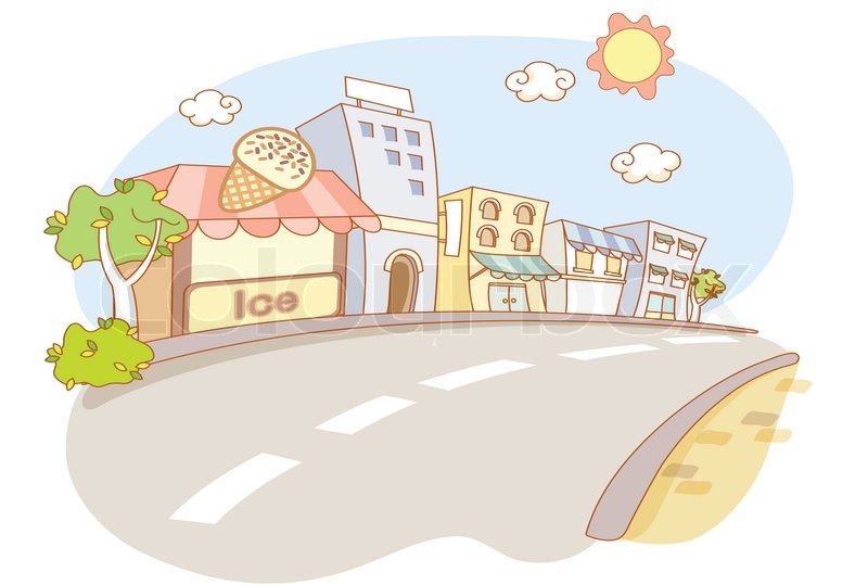 Street and city cartoon | Stock vector | Colourbox