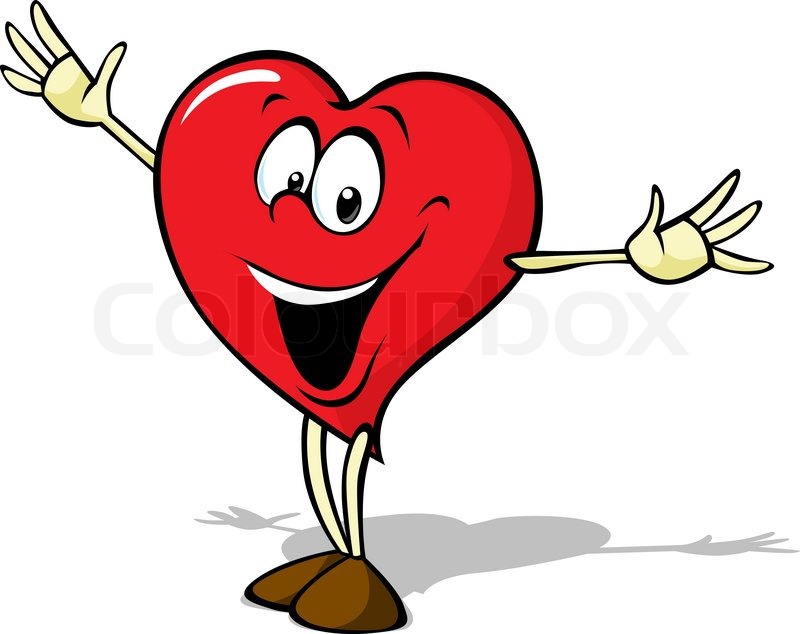 Funny heart cartoon standing with open ... | Stock vector | Colourbox
