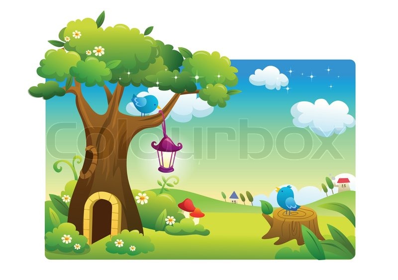 Landscape beautiful and birds | Stock vector | Colourbox