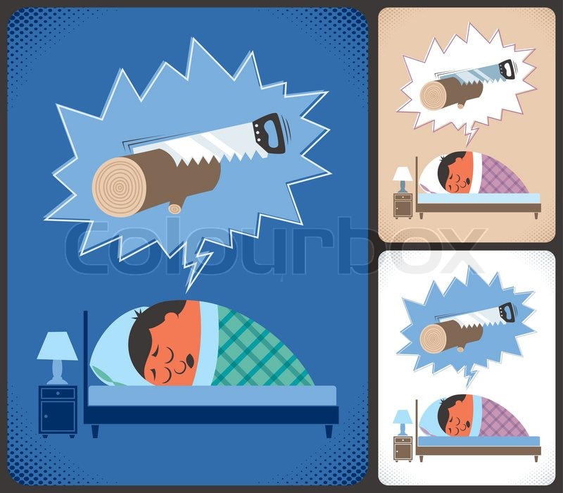 Cartoon illustration of snoring man in ... | Stock vector | Colourbox