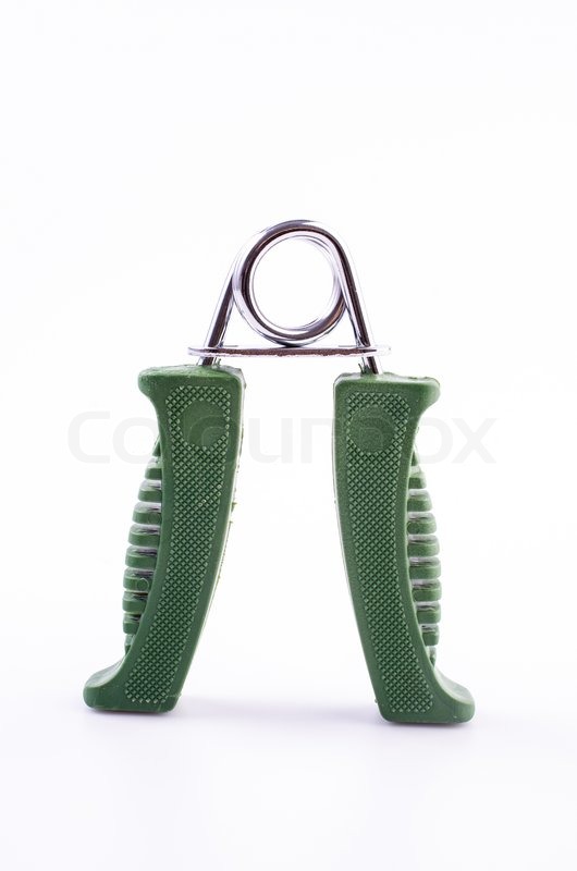 Hand grip spring on isolated white ... | Stock image | Colourbox