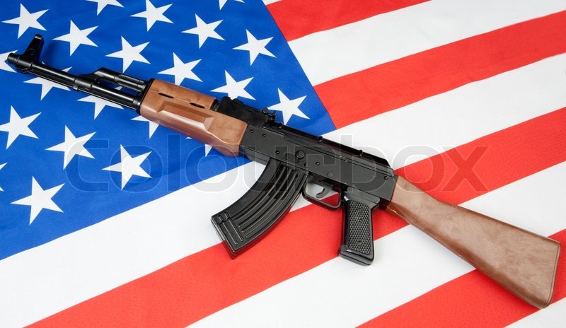 Flag of the United States with a weapon ... | Stock image | Colourbox