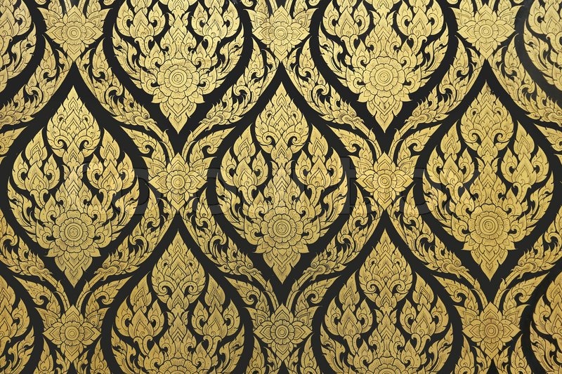 Thai style gold painting seamless ... | Stock image | Colourbox
