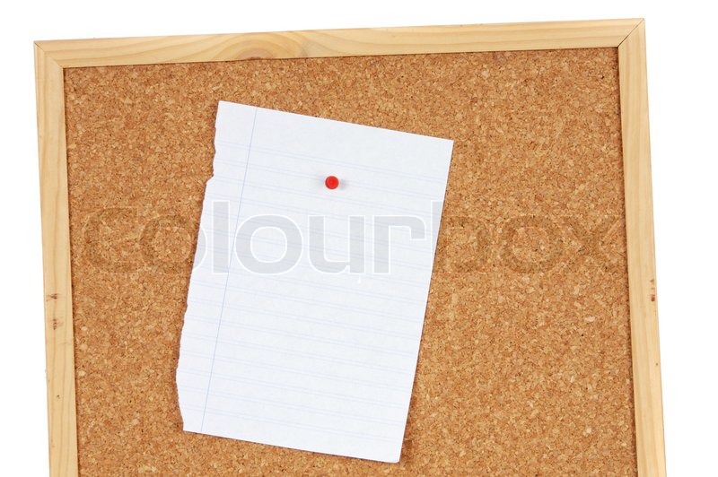 Blank sheet of paper on pin board | Stock image | Colourbox