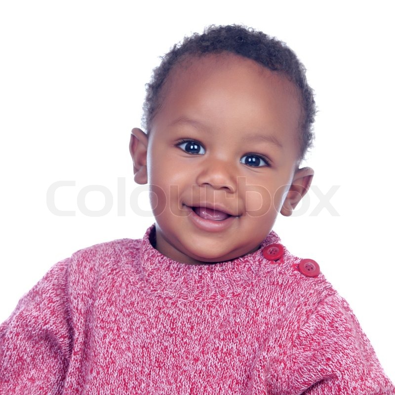 Adorable african baby smiling isolated ... | Stock image | Colourbox