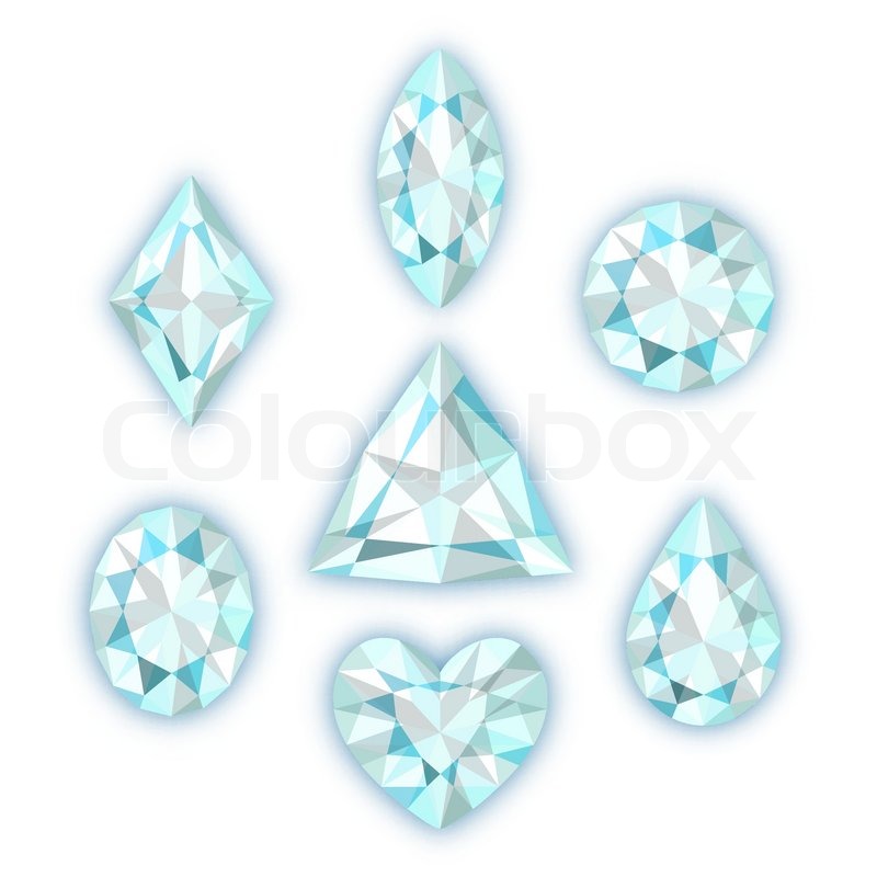 Set of seven diamonds isolated on ... | Stock vector | Colourbox