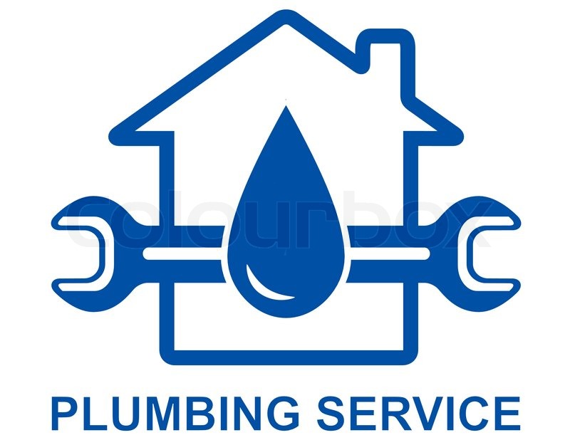 Plumbing sign with big water drop and ... | Stock vector | Colourbox