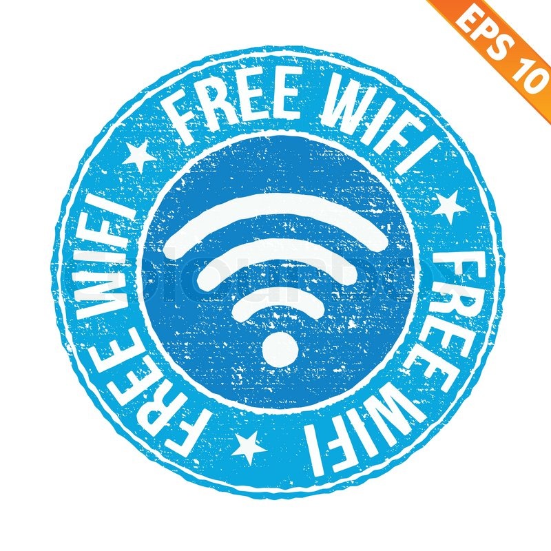 Stamp sticker Free wifi collection - ... | Stock vector | Colourbox