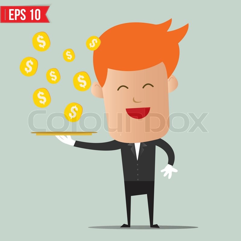 Waiter serving money - Vector ... | Stock vector | Colourbox