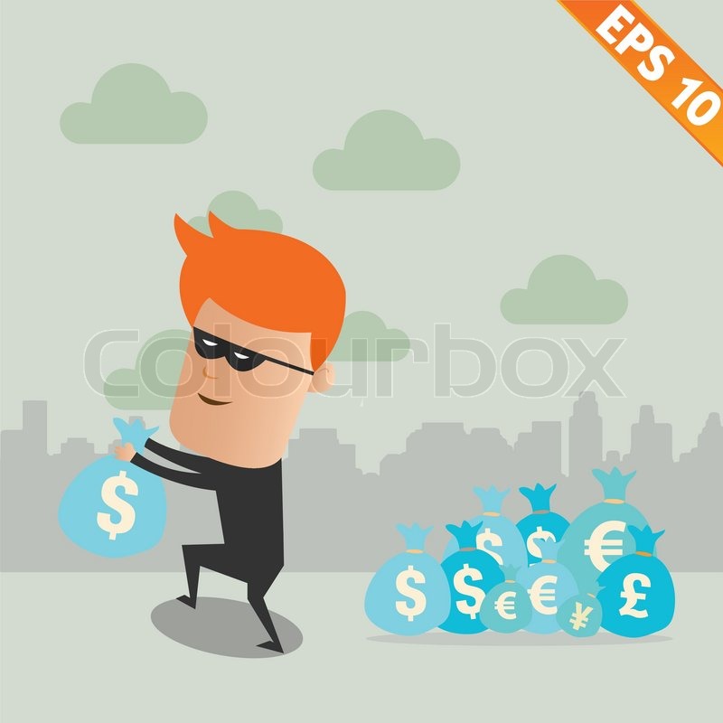 Thief steal money - Vector ... | Stock vector | Colourbox