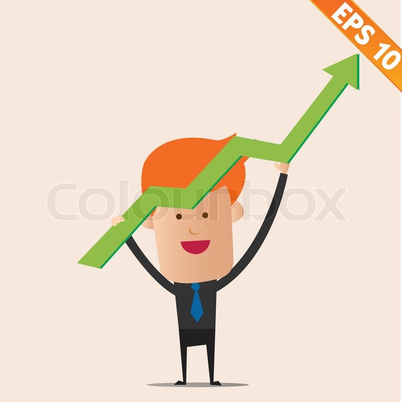 Cartoon Businessman positive graph - ... | Stock vector | Colourbox