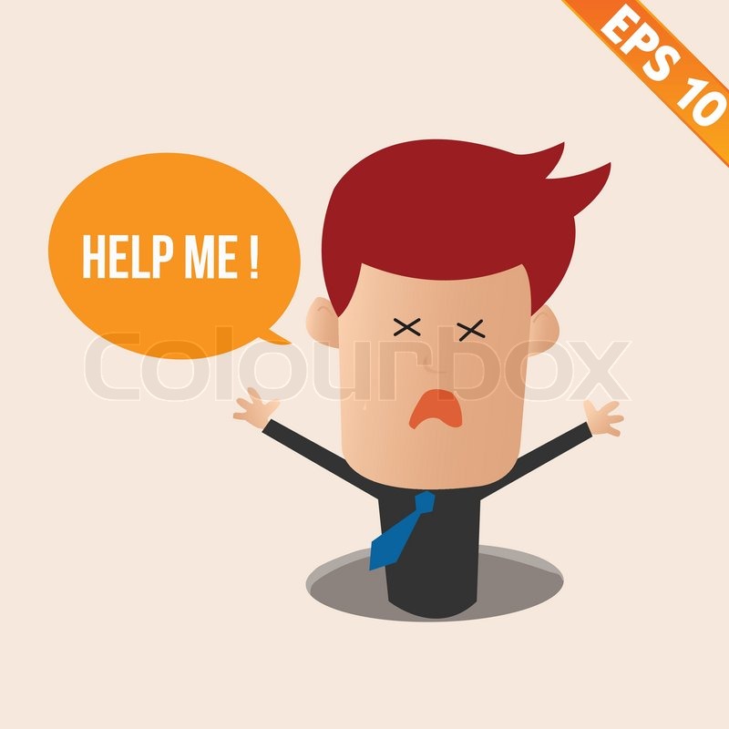 Cartoon Businessman ask for help - ... | Stock vector | Colourbox