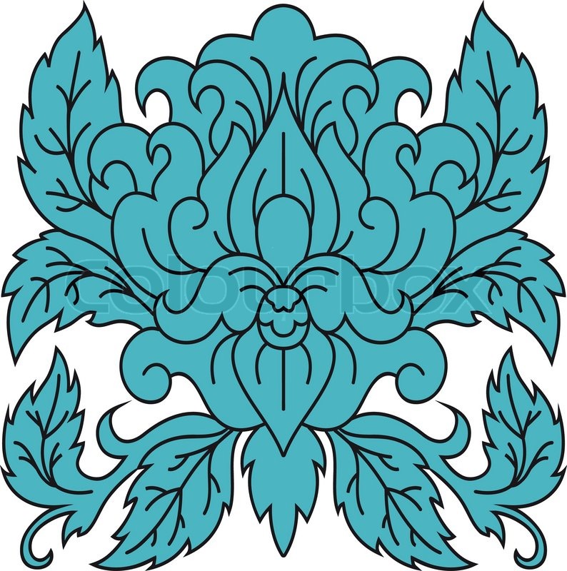 Single floral and foliate arabesque ... | Stock vector | Colourbox