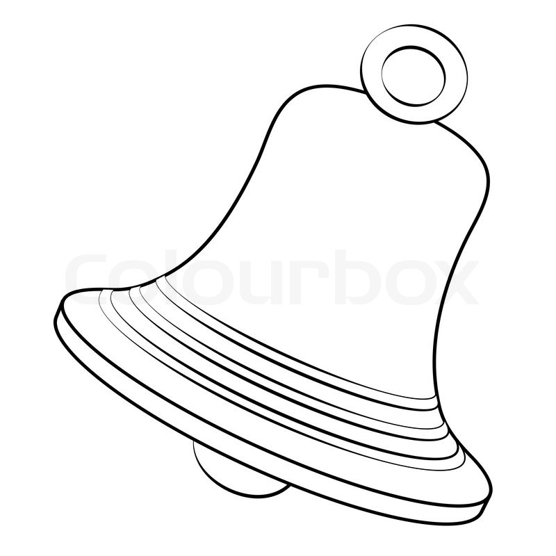 Black outline vector bell on white ... | Stock vector | Colourbox