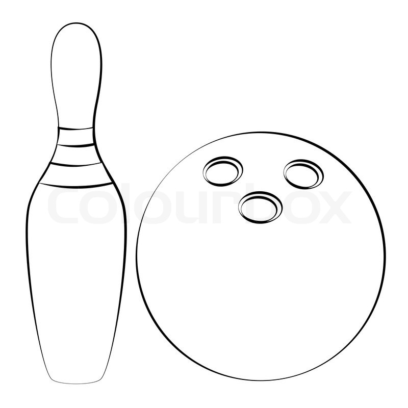 Black outline vector bowling on white ... | Stock vector | Colourbox