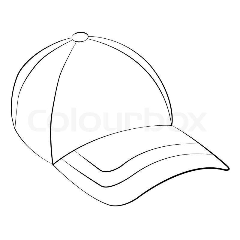 Black outline vector cap on white ... | Stock vector | Colourbox