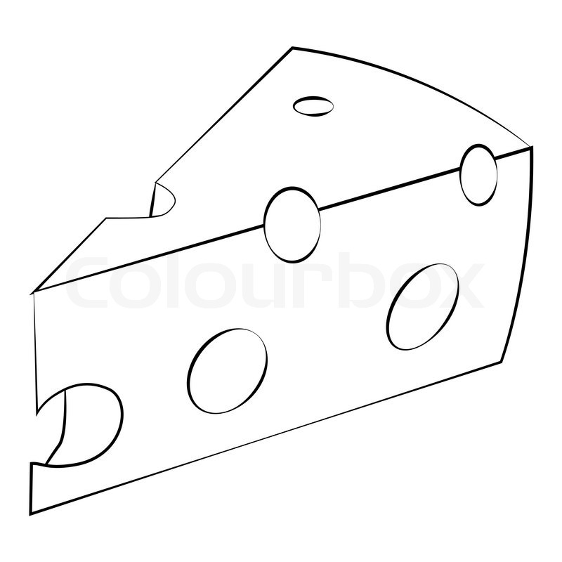 Black outline vector cheese on white ... | Stock vector | Colourbox