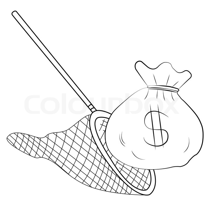 Black outline vector fishing net and ... | Stock vector | Colourbox