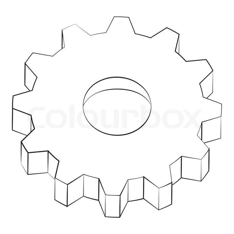 Black outline vector gear on white ... | Stock vector | Colourbox