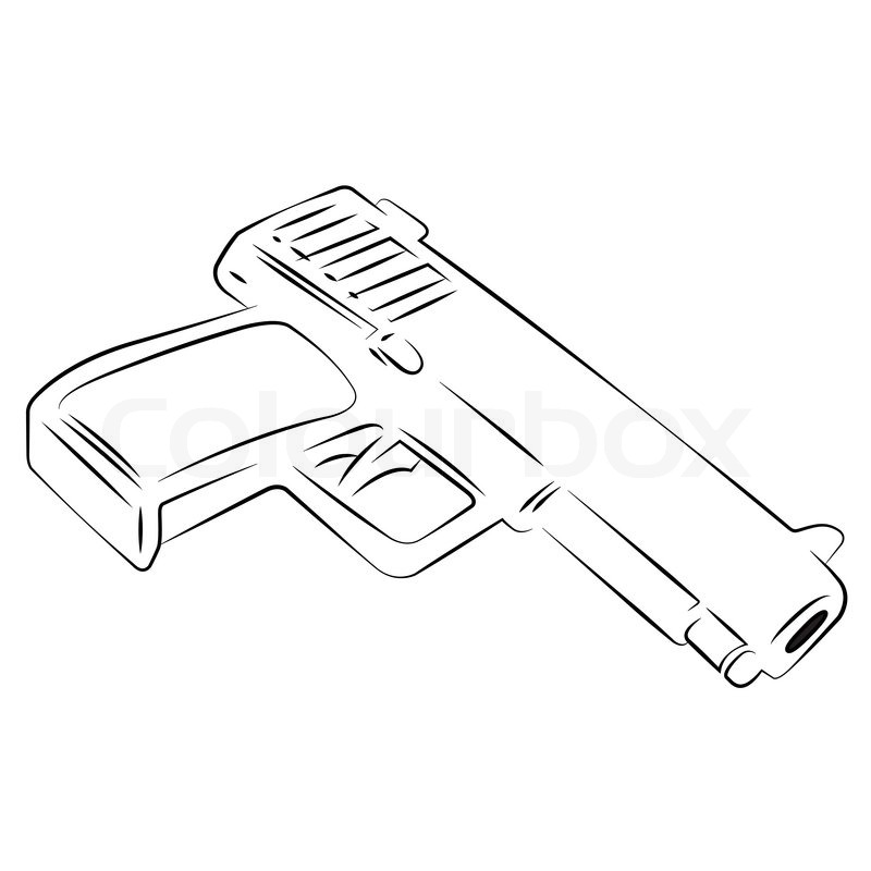 Outline vector a gun on white ... | Stock vector | Colourbox