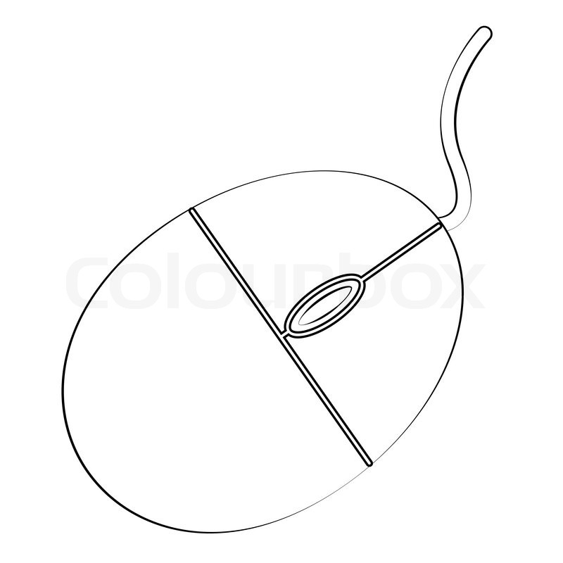 Black outline vector mouse on white ... | Stock vector | Colourbox