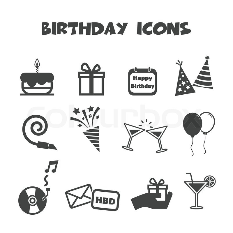 Birthday icons, mono vector symbols | Stock Vector | Colourbox