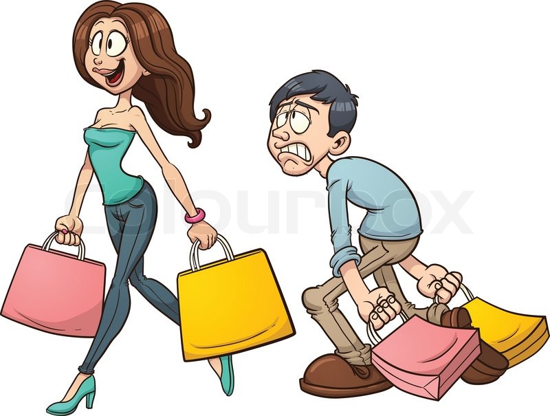 Cartoon couple shopping. Vector clip ... | Stock vector | Colourbox