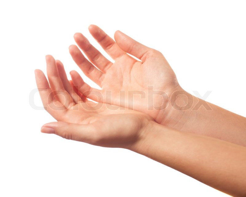 Two begging hands on white background | Stock image | Colourbox
