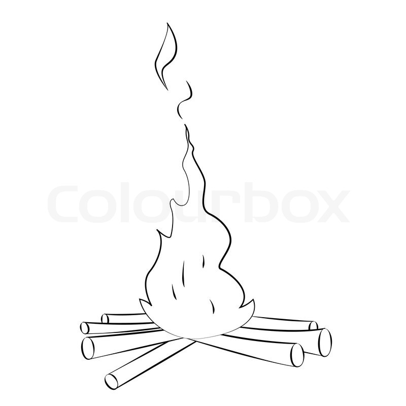 Black outline vector Bonfire on white ... | Stock vector | Colourbox