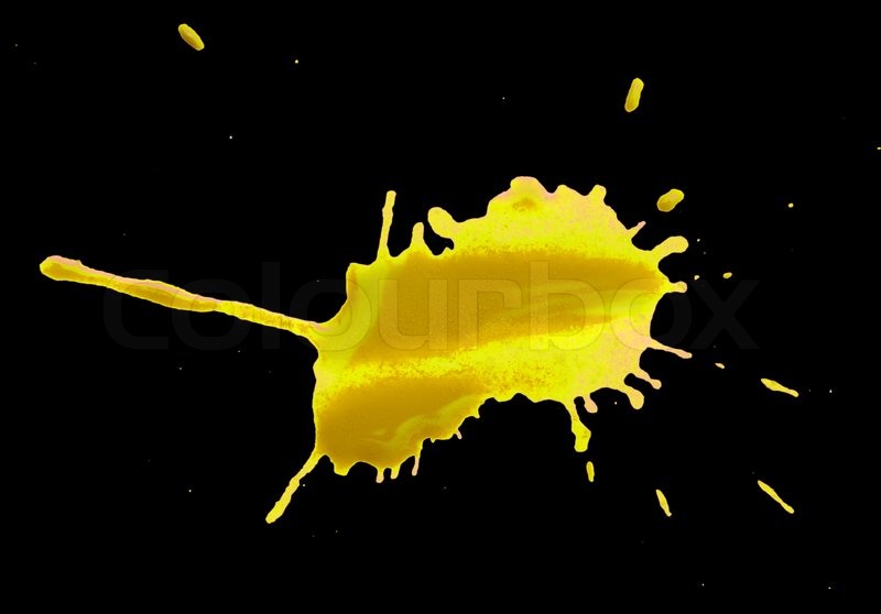Abstract yellow blotch drops on a black ... | Stock image | Colourbox