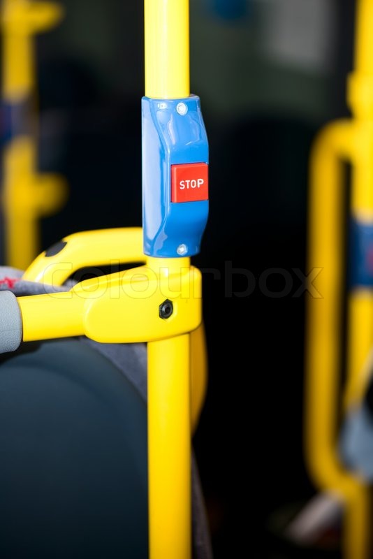 Stop button on an Oslo City Bus | Stock image | Colourbox