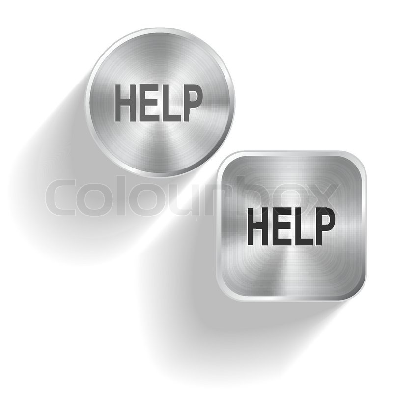 Help. Vector set steel buttons | Stock vector | Colourbox