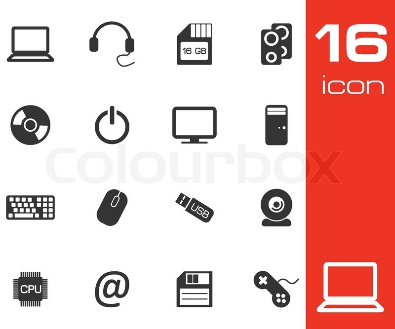 Vector black Computer icons set on ... | Stock vector | Colourbox
