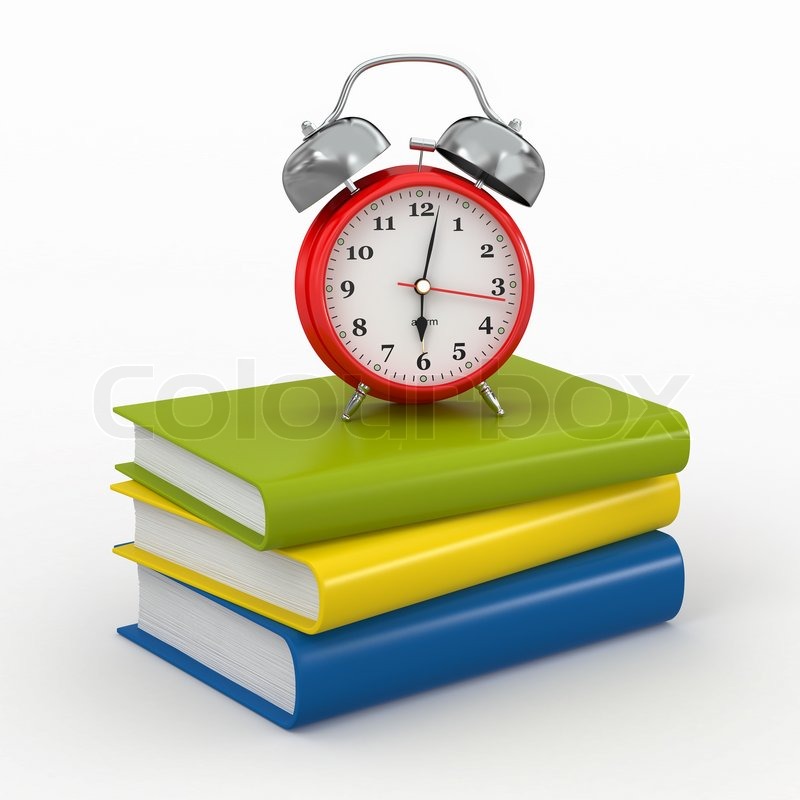 Time for school. Alarm clock on books. ... | Stock Photo | Colourbox