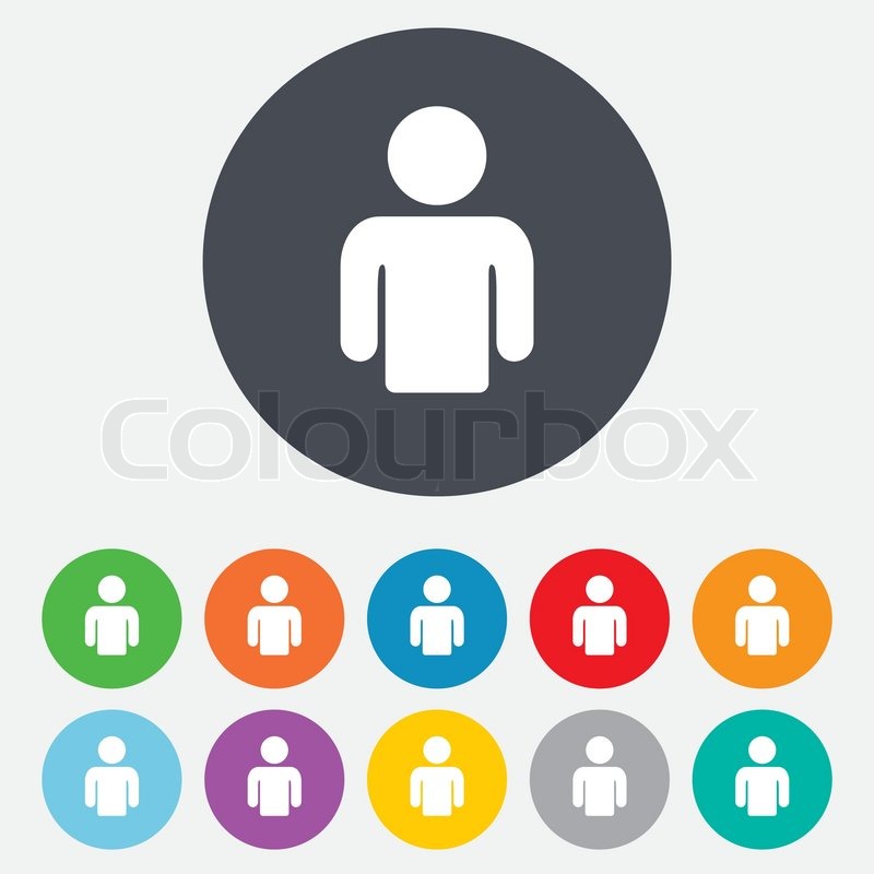 User sign icon. Person symbol. Human avatar. Round colourful 11 buttons ...