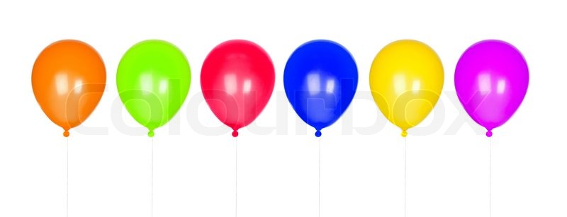 Six colorful balloons inflated isolated ... | Stock image | Colourbox