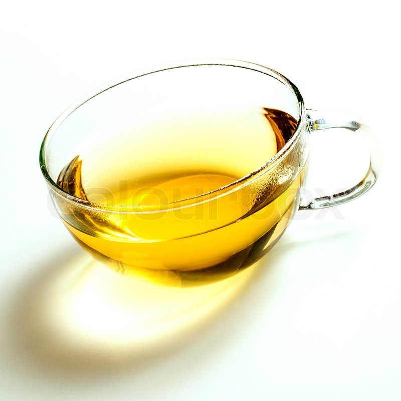 Glass Green Tea Cup On A White Stock Image Colourbox