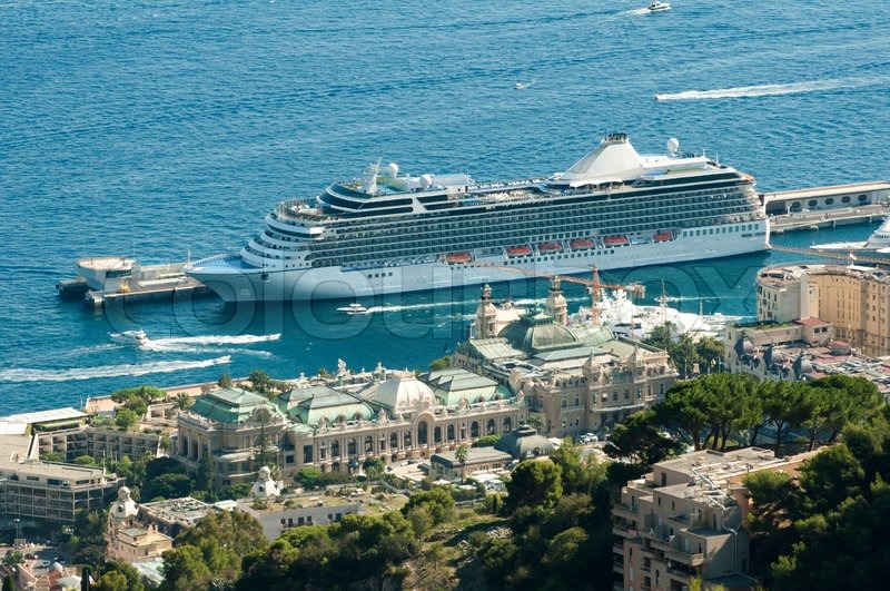 Big cruise ship docked in Monaco bay | Stock image | Colourbox